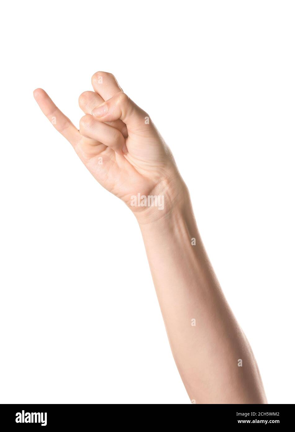Hand showing letter J on white background. Sign language alphabet Stock ...