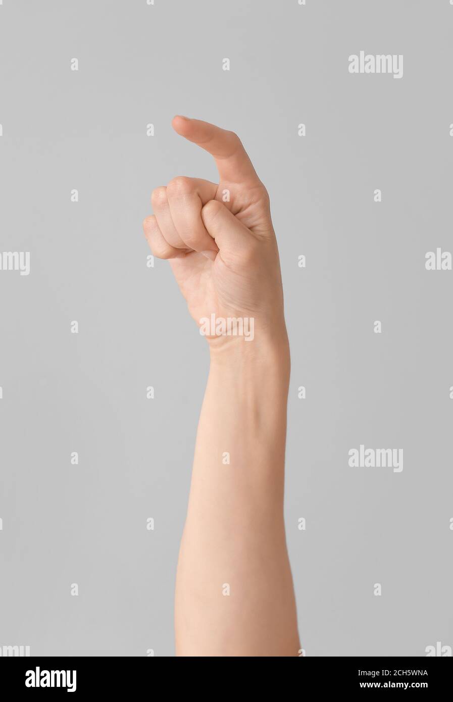 Hand showing letter X on grey background. Sign language alphabet Stock ...