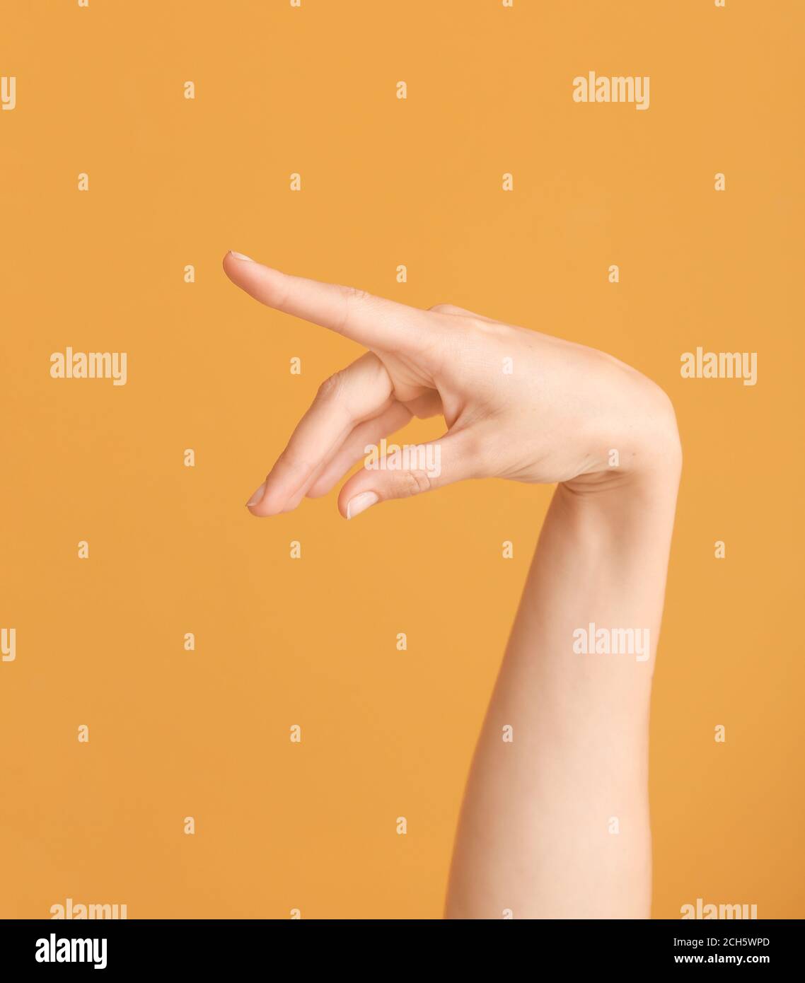 Hand showing letter P on color background. Sign language alphabet Stock ...