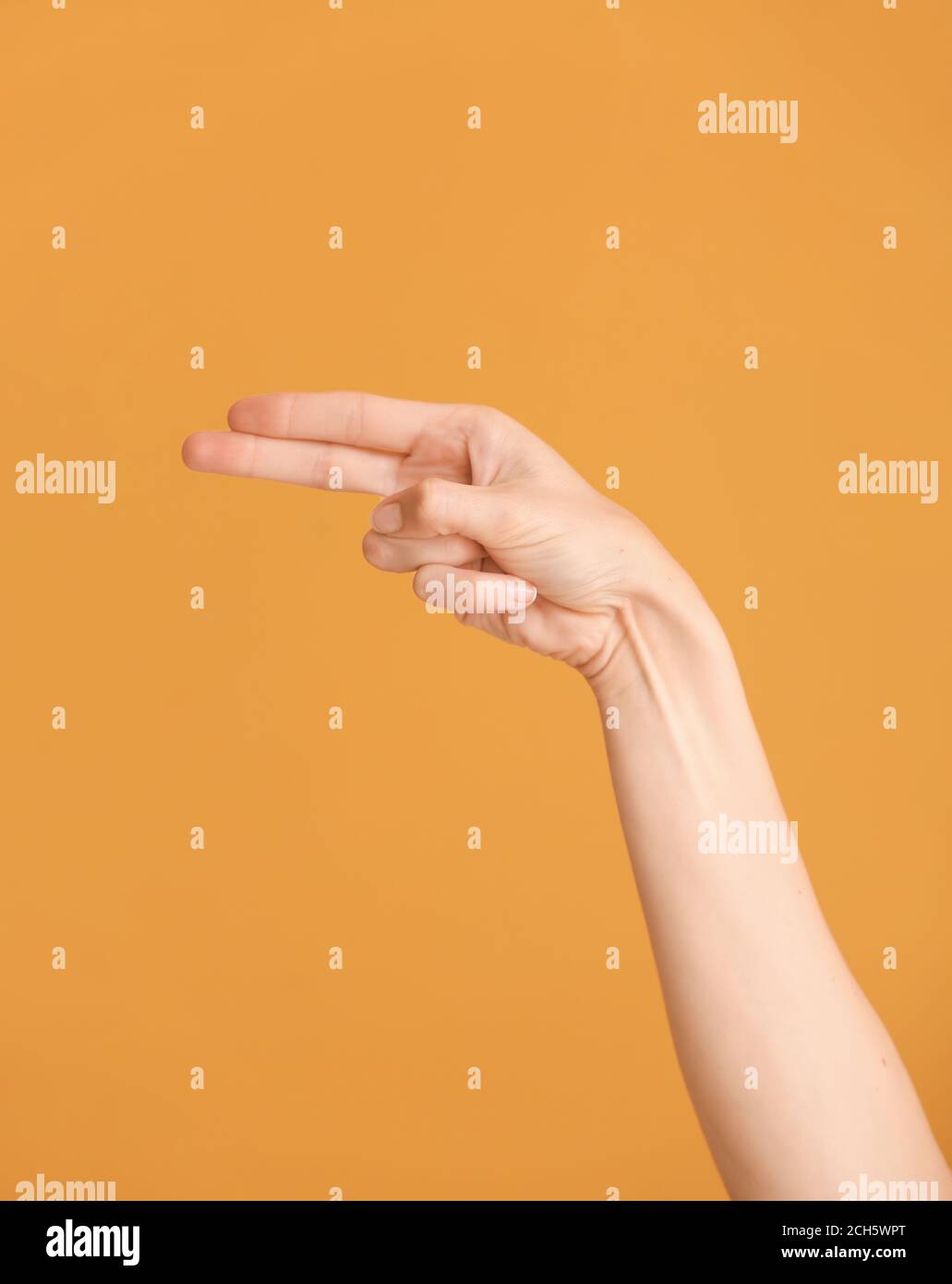 Hand showing letter H on color background. Sign language alphabet Stock ...