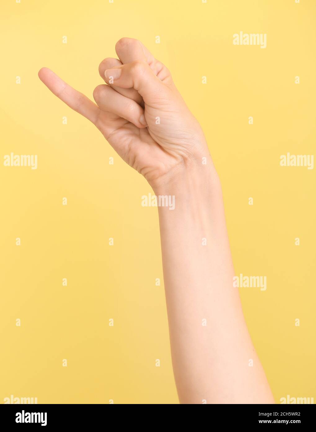 Hand showing letter J on color background. Sign language alphabet Stock ...