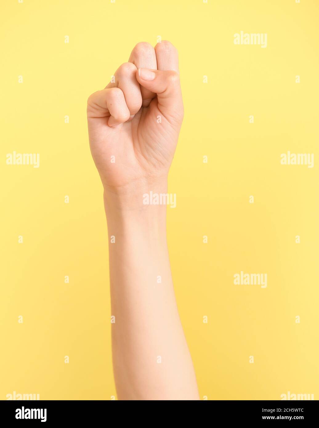 Hand showing letter S on color background. Sign language alphabet Stock ...