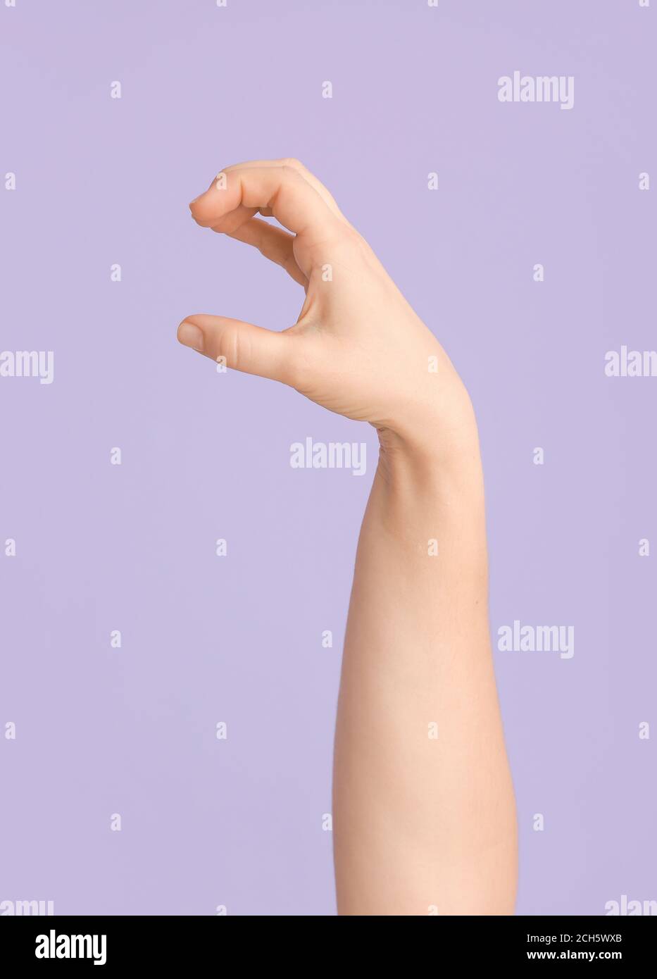 Hand showing letter C on color background. Sign language alphabet Stock ...