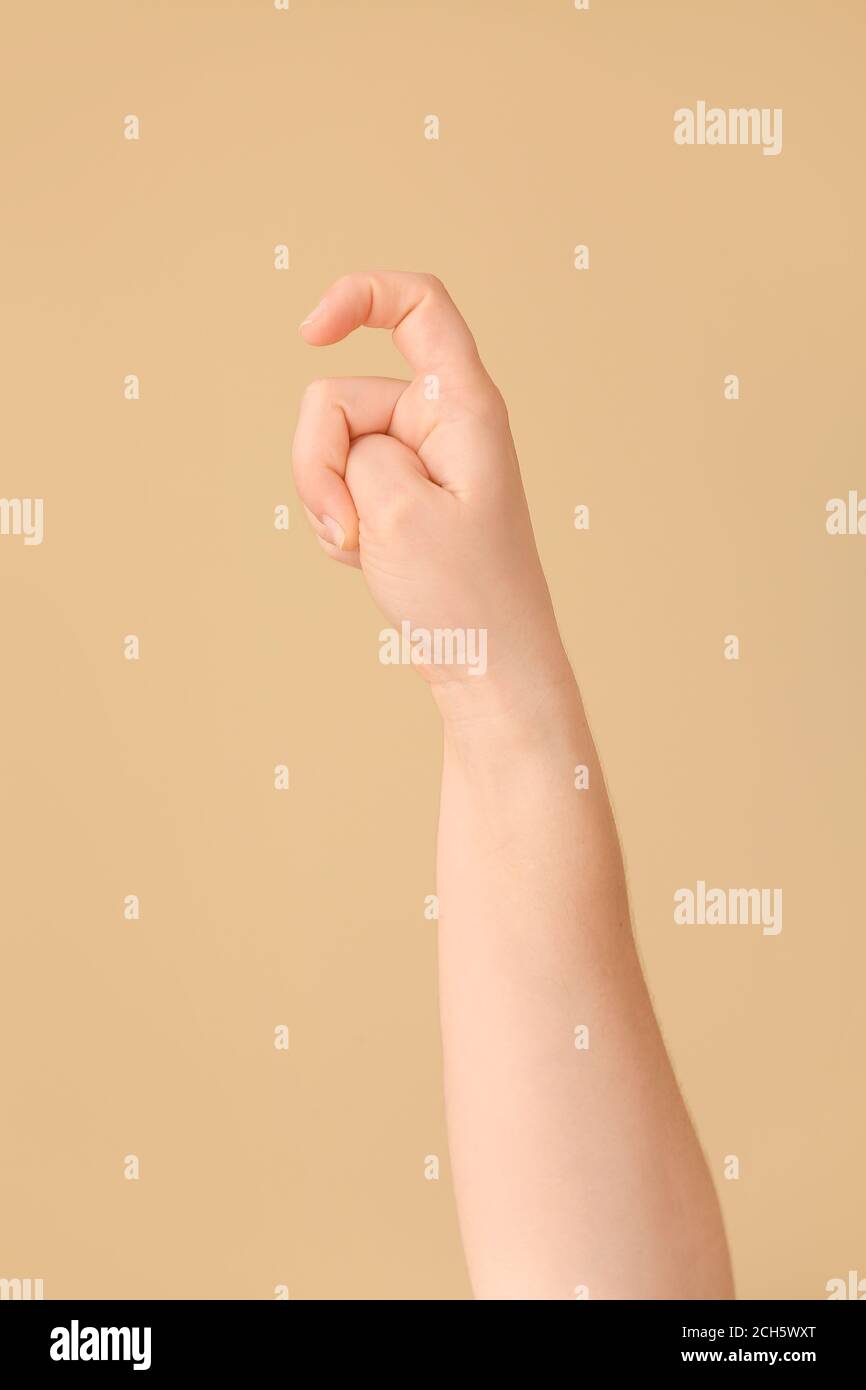 Hand showing letter X on color background. Sign language alphabet Stock ...