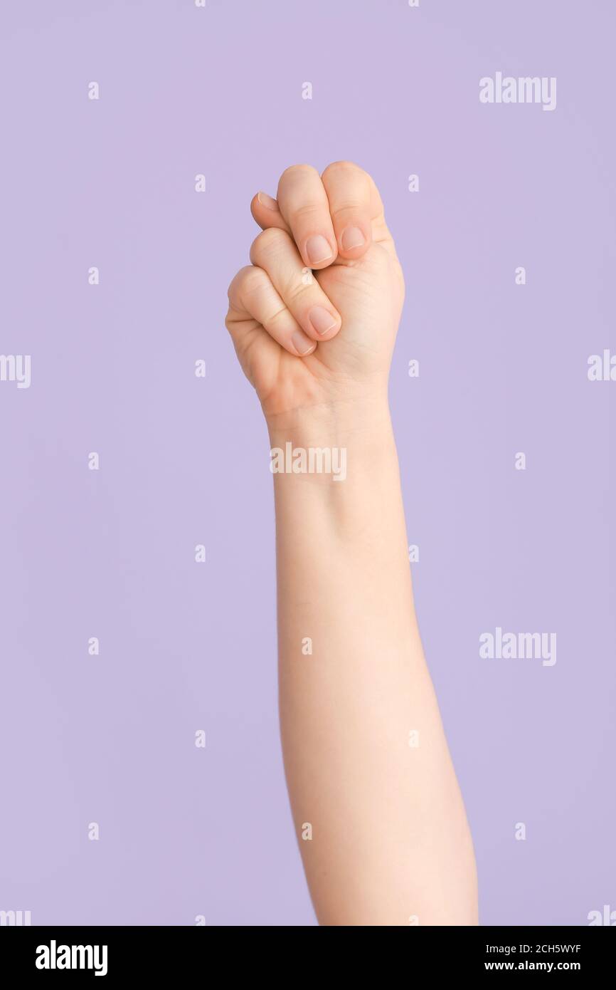 Hand showing letter N on color background. Sign language alphabet Stock ...