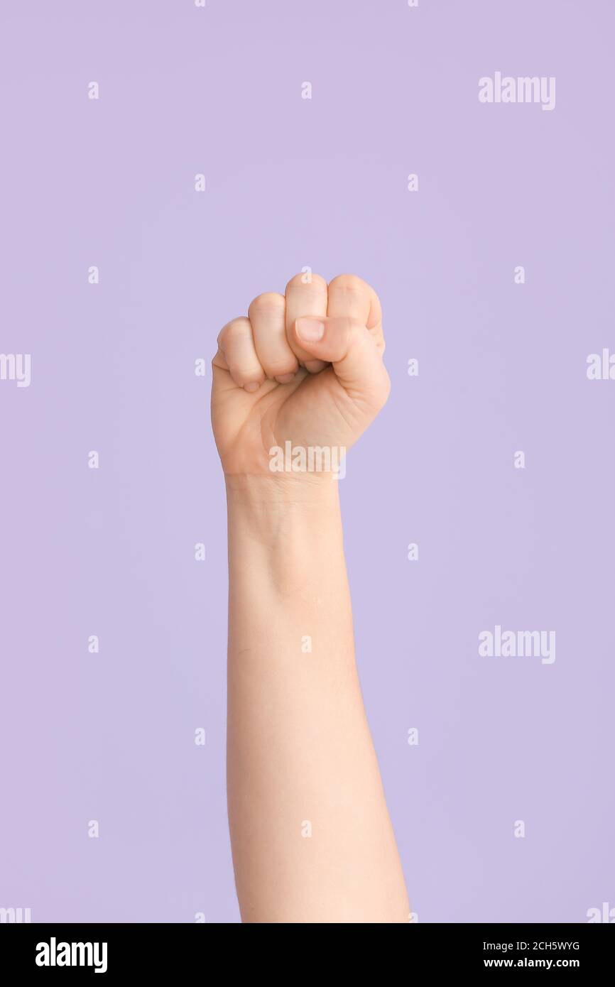 Hand showing letter S on color background. Sign language alphabet Stock ...