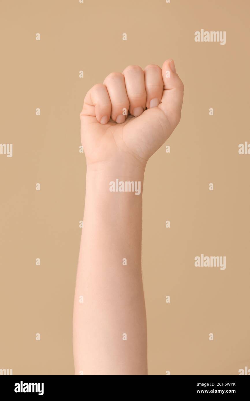 Hand showing letter A on color background. Sign language alphabet Stock ...