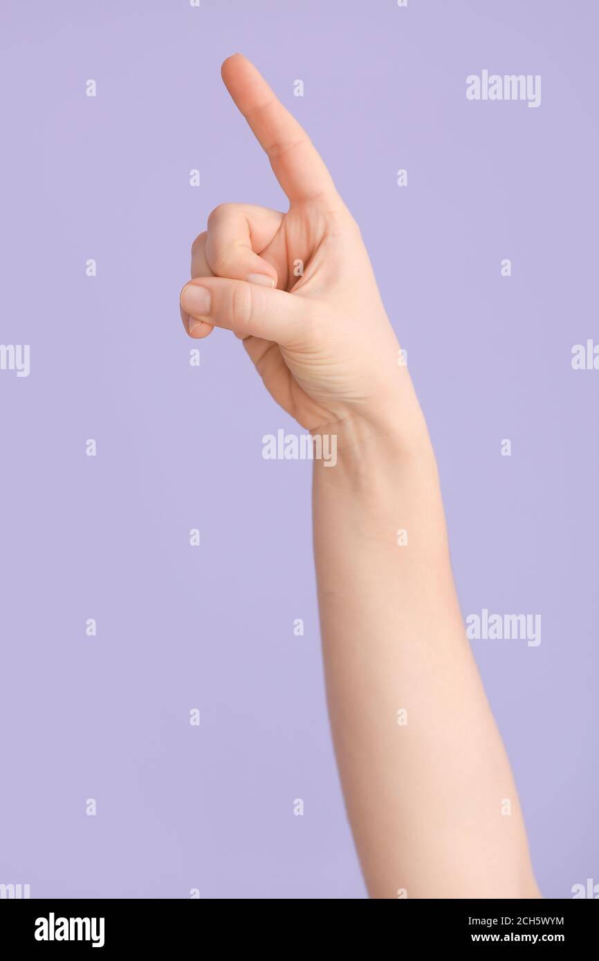 Hand showing letter Z on color background. Sign language alphabet Stock ...