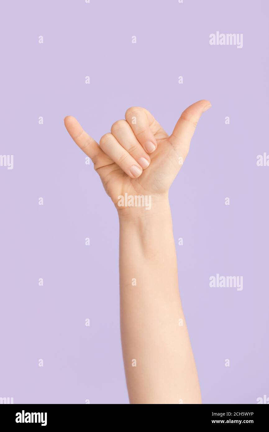 Hand showing letter Y on color background. Sign language alphabet Stock ...
