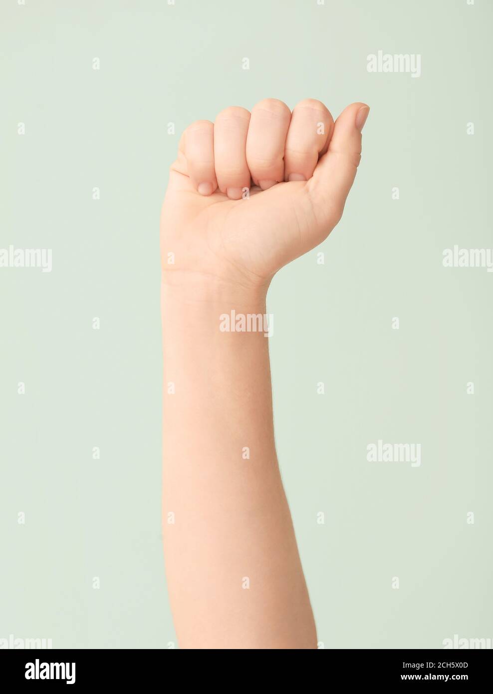 Hand showing letter A on color background. Sign language alphabet Stock ...