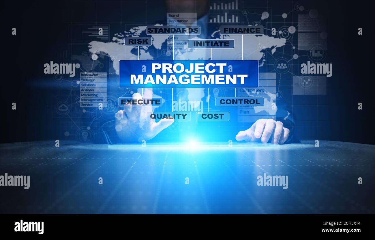 Project management diagram on virtual screen. Business, Finance and ...