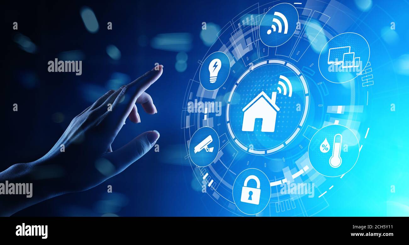 Smart home control panel on virtual screen. IOT and Automation ...