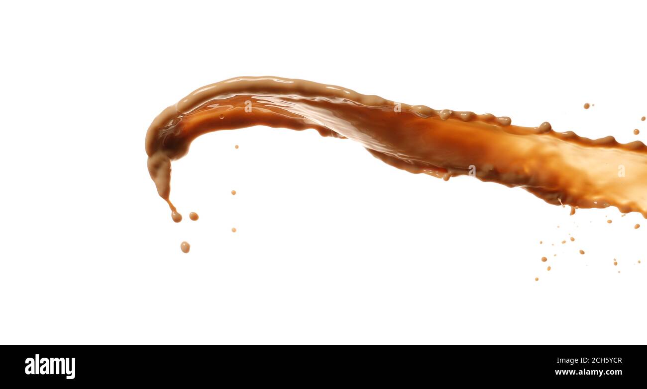 Splash of hot coffee on white background Stock Photo - Alamy