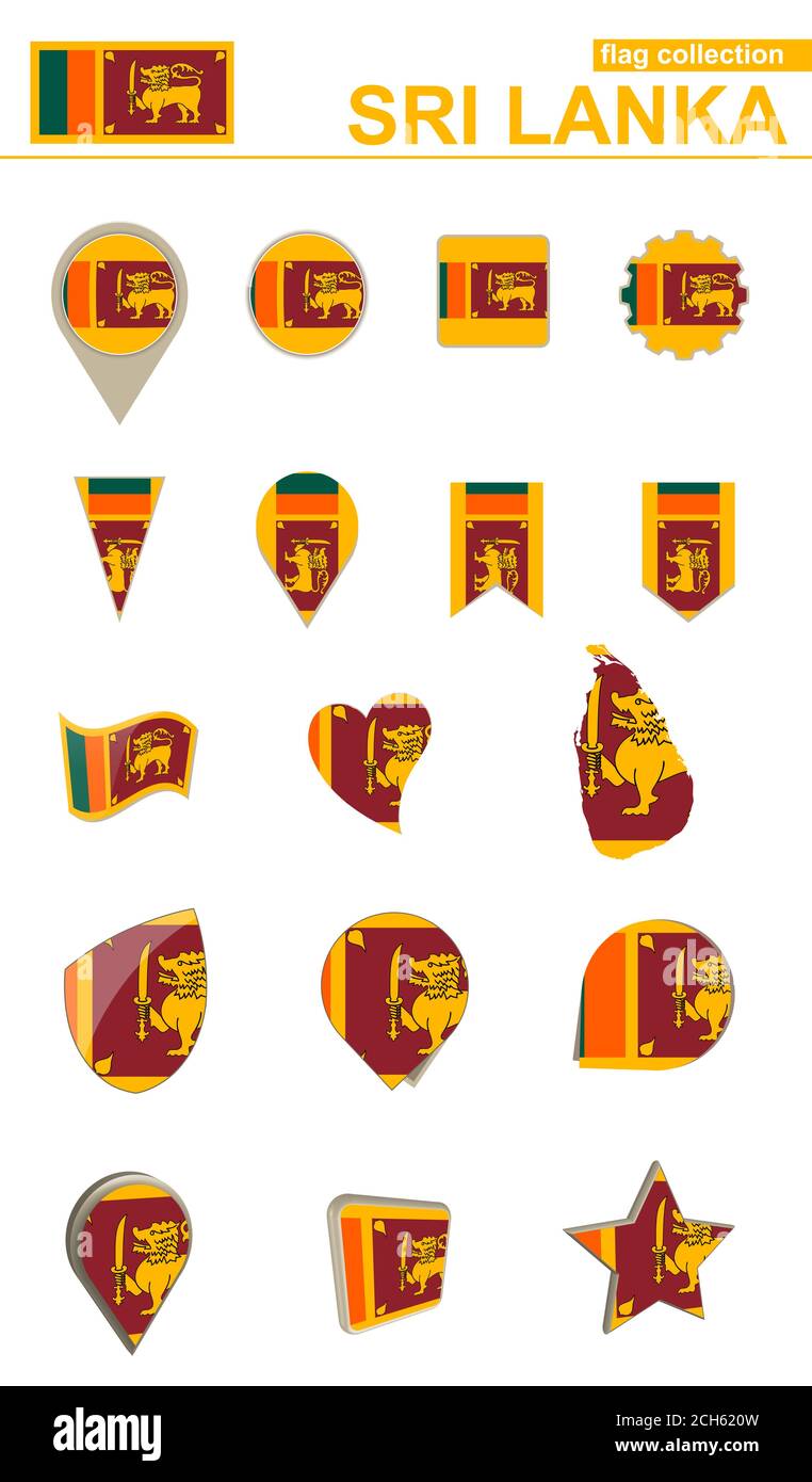 Sri Lanka Flag Collection. Big set for design. Vector Illustration ...