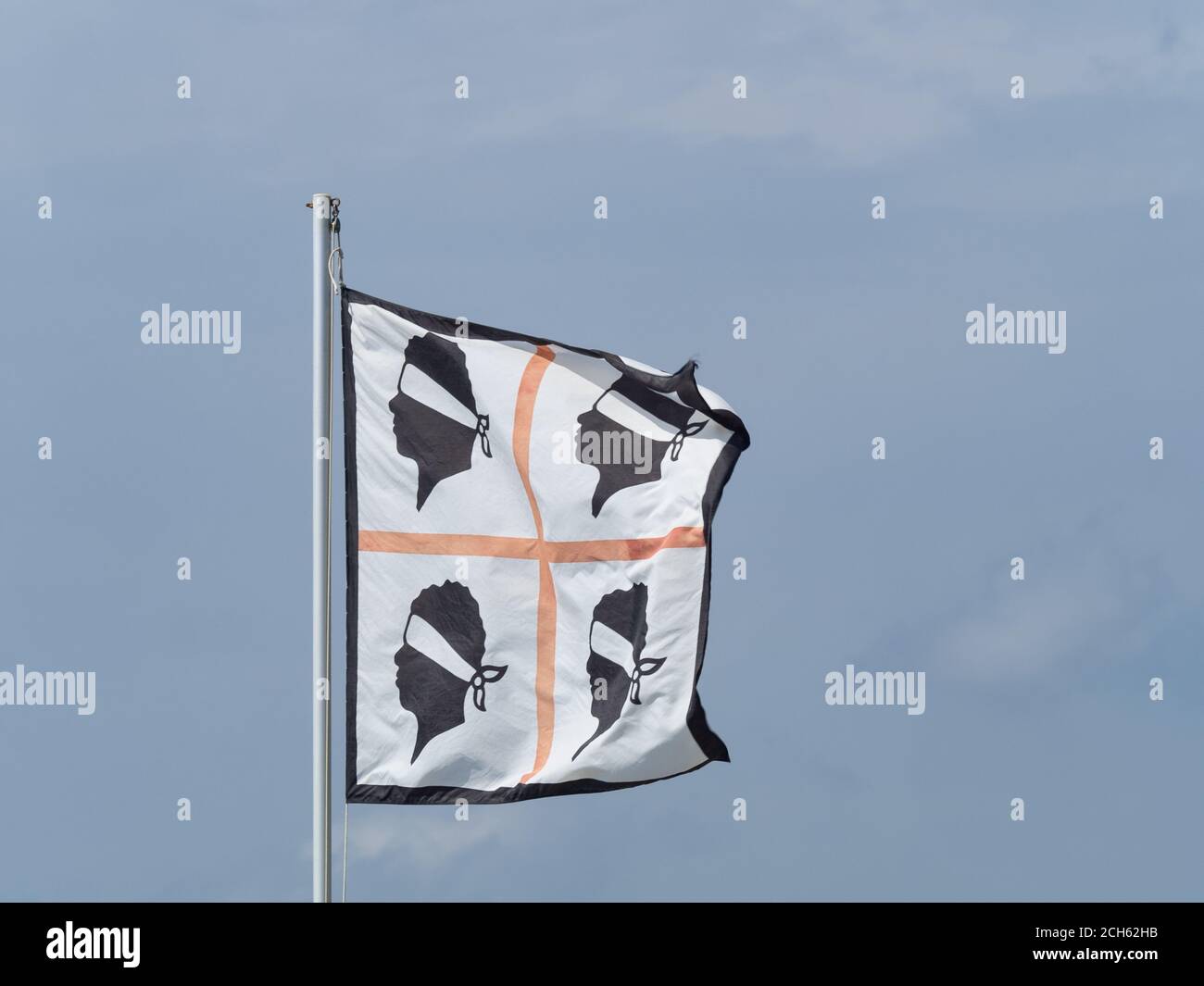 the Sardinia flag flutters in the wind . called the flag of the Four ...