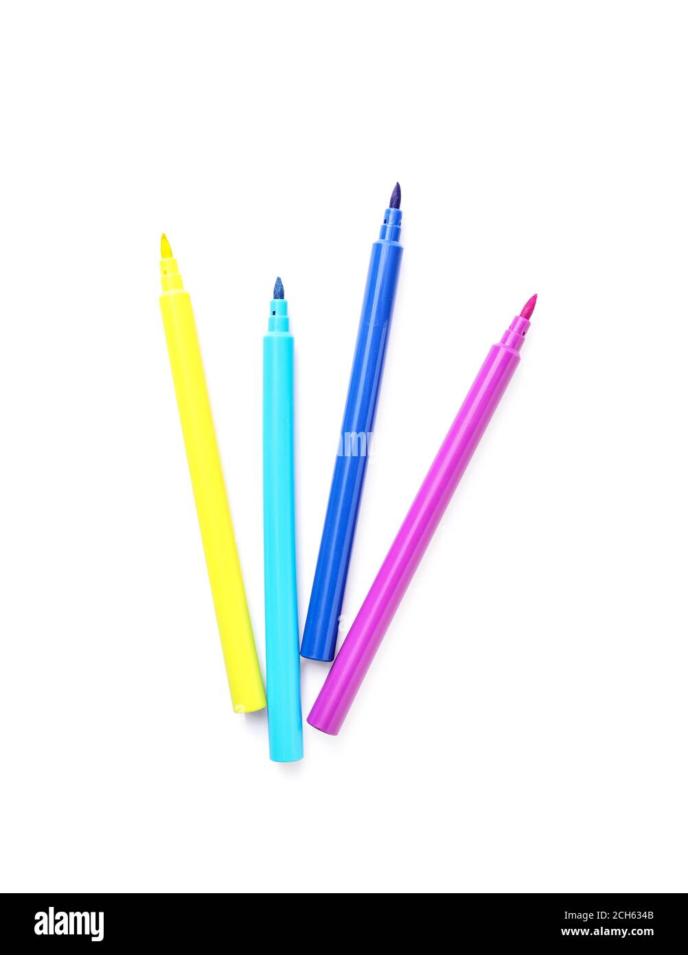 Colorful felt-tip pens on white background Stock Photo - Alamy