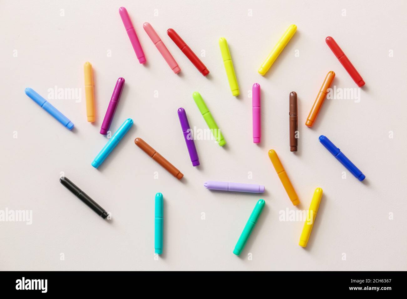 Colorful felt-tip pens on white background Stock Photo - Alamy