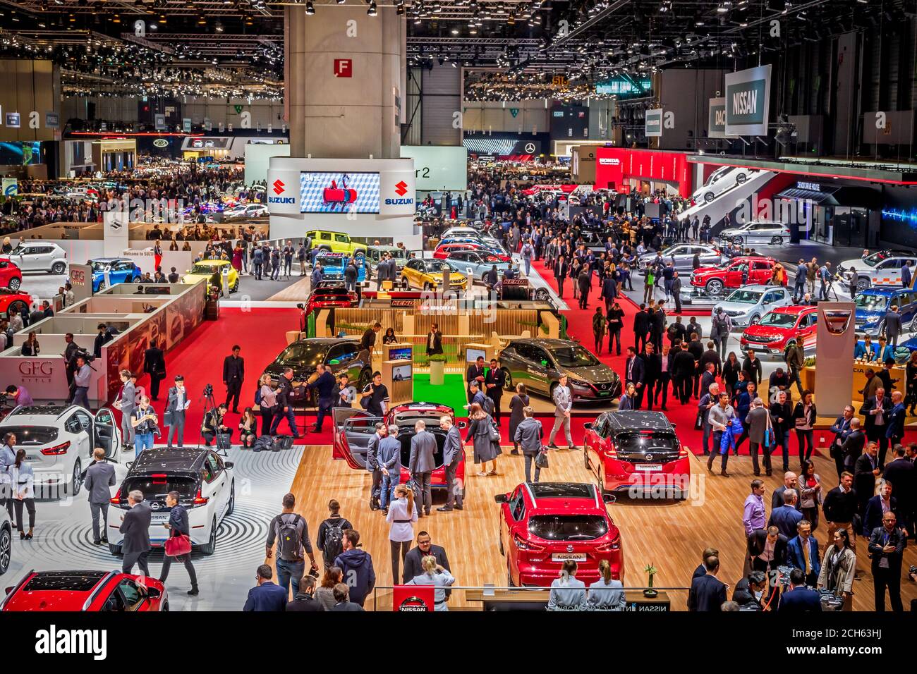 Visitors and cars overview of the 89th Geneva International Motor Show ...