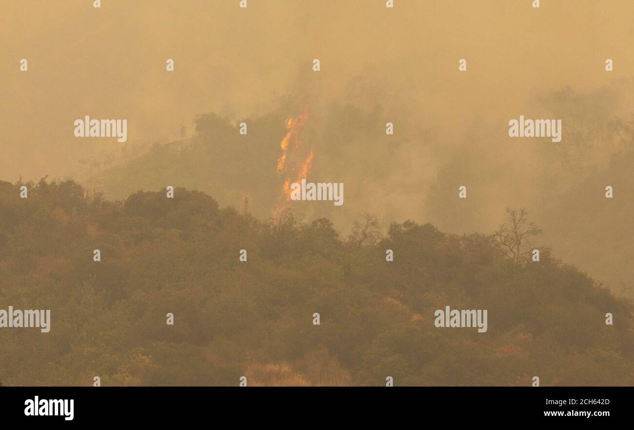 Monrovia, California, USA. 12th Sep, 2020. The Bobcat wildfire burns in ...