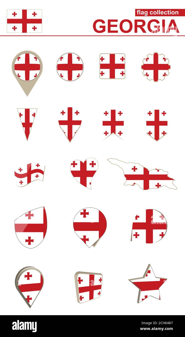 Georgia Flag Collection. Big set for design. Vector Illustration Stock ...