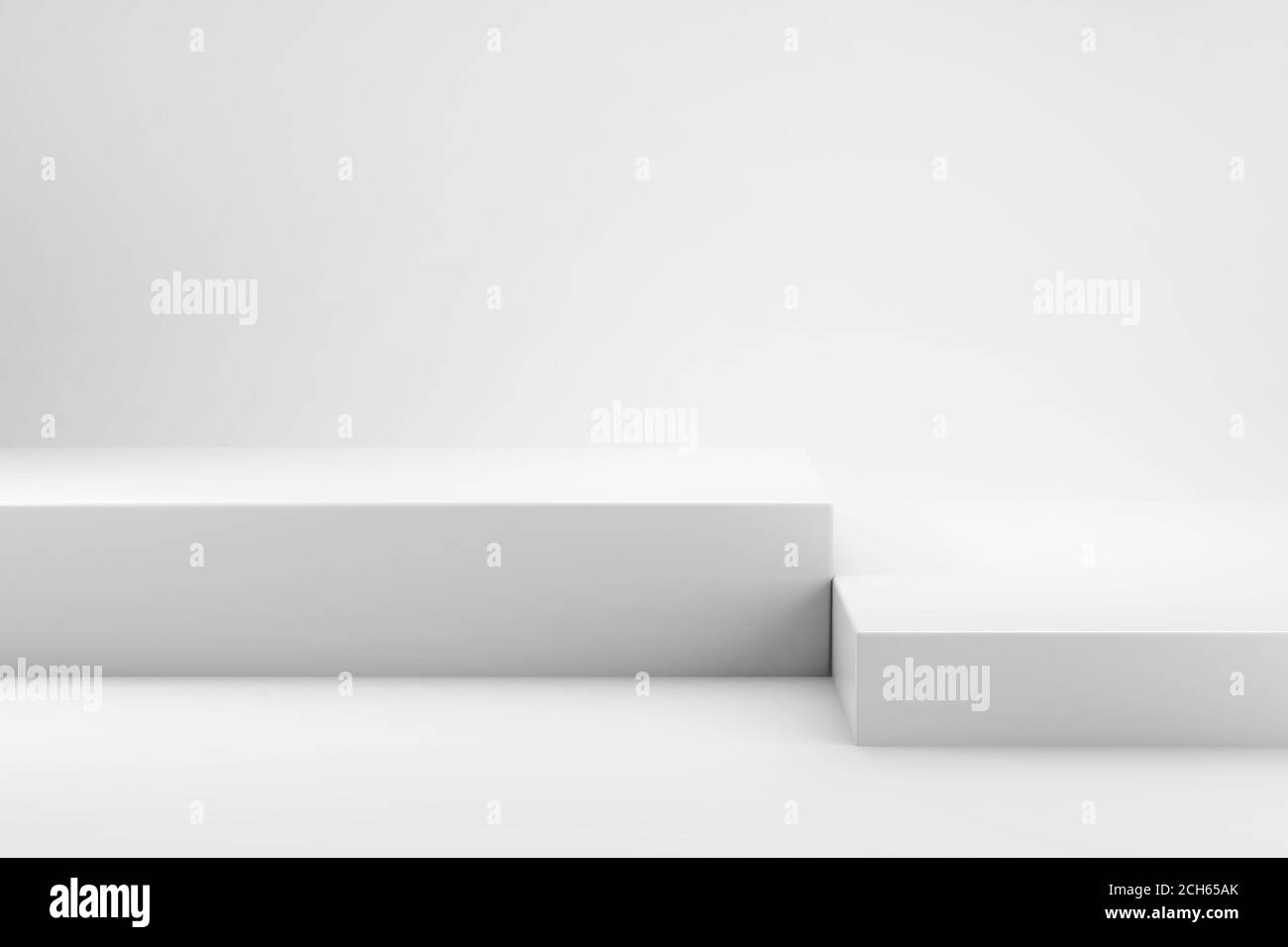 white podiums in white studio. minimal style, white monochrome. 3d ...
