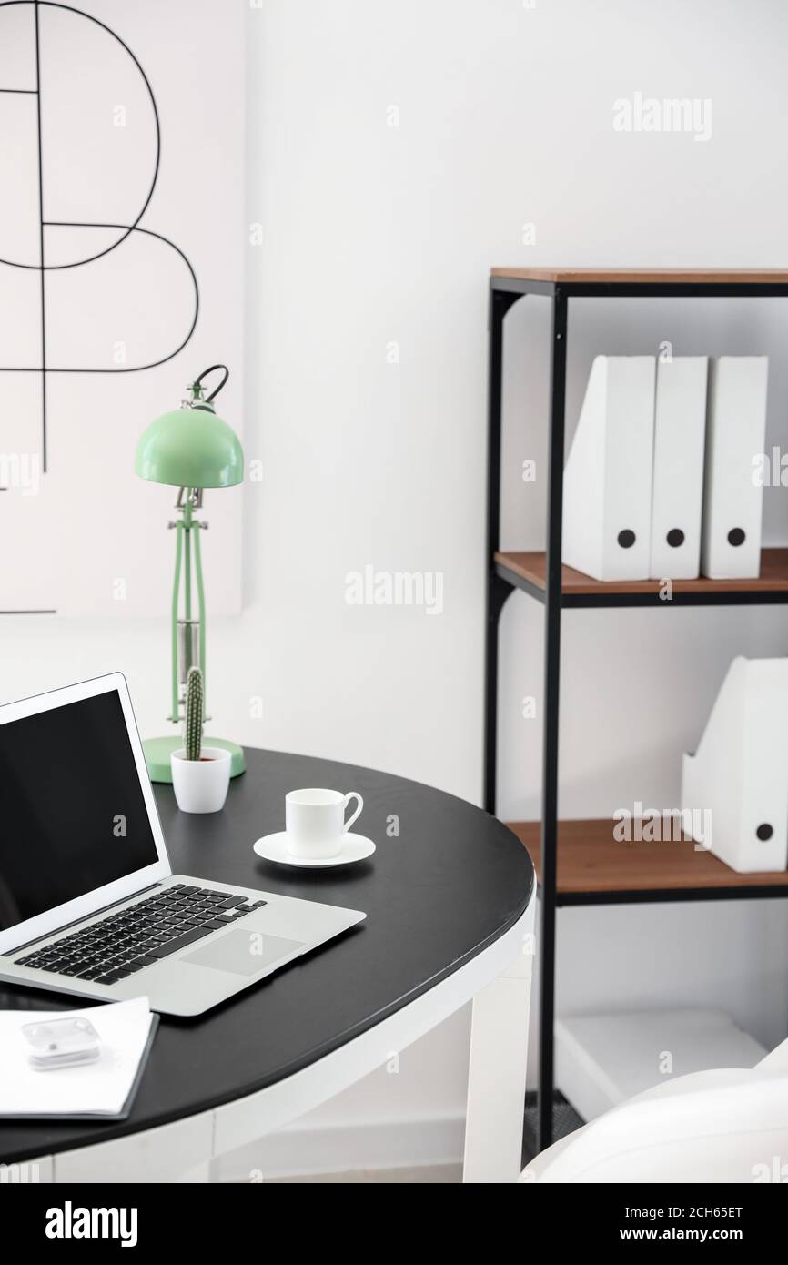 Comfortable workplace with modern computer in office Stock Photo - Alamy