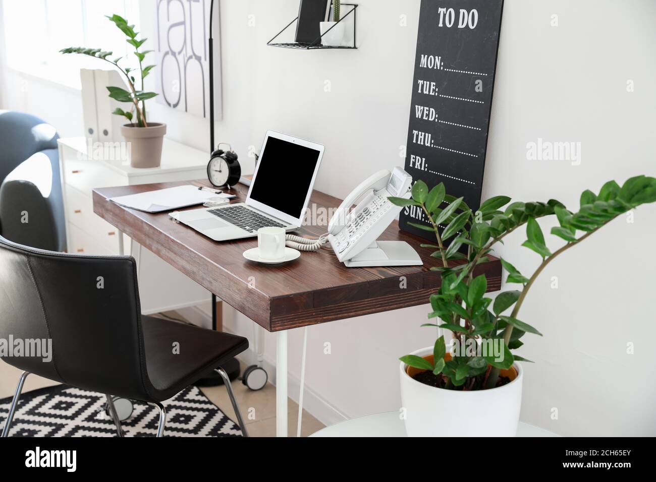Comfortable workplace with modern computer in office Stock Photo - Alamy