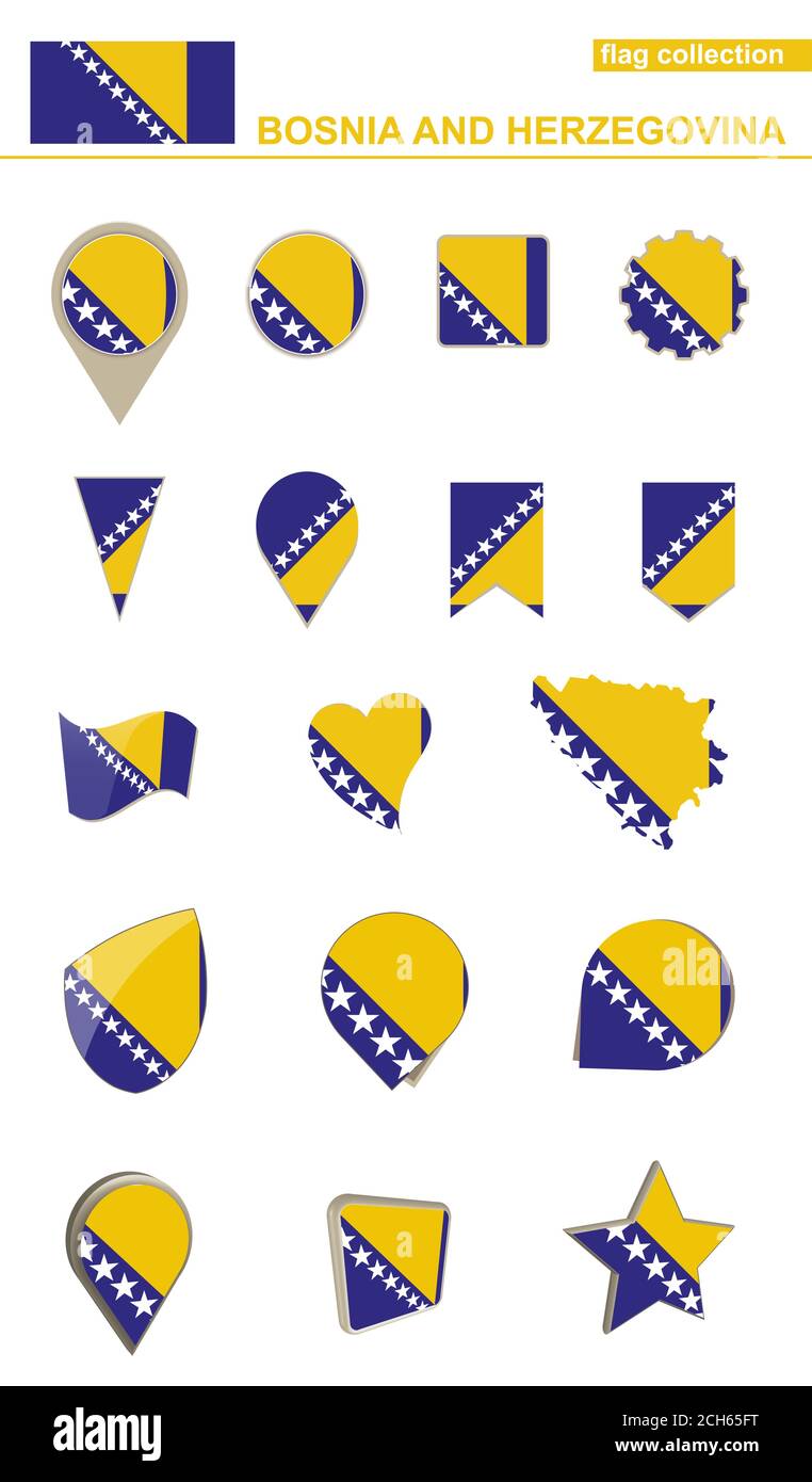 Bosnia and Herzegovina Flag Collection. Big set for design. Vector ...