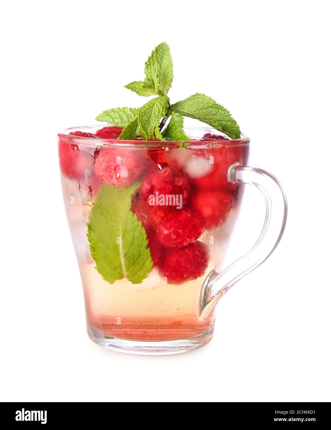 Cup of cold raspberry tea on white background Stock Photo - Alamy
