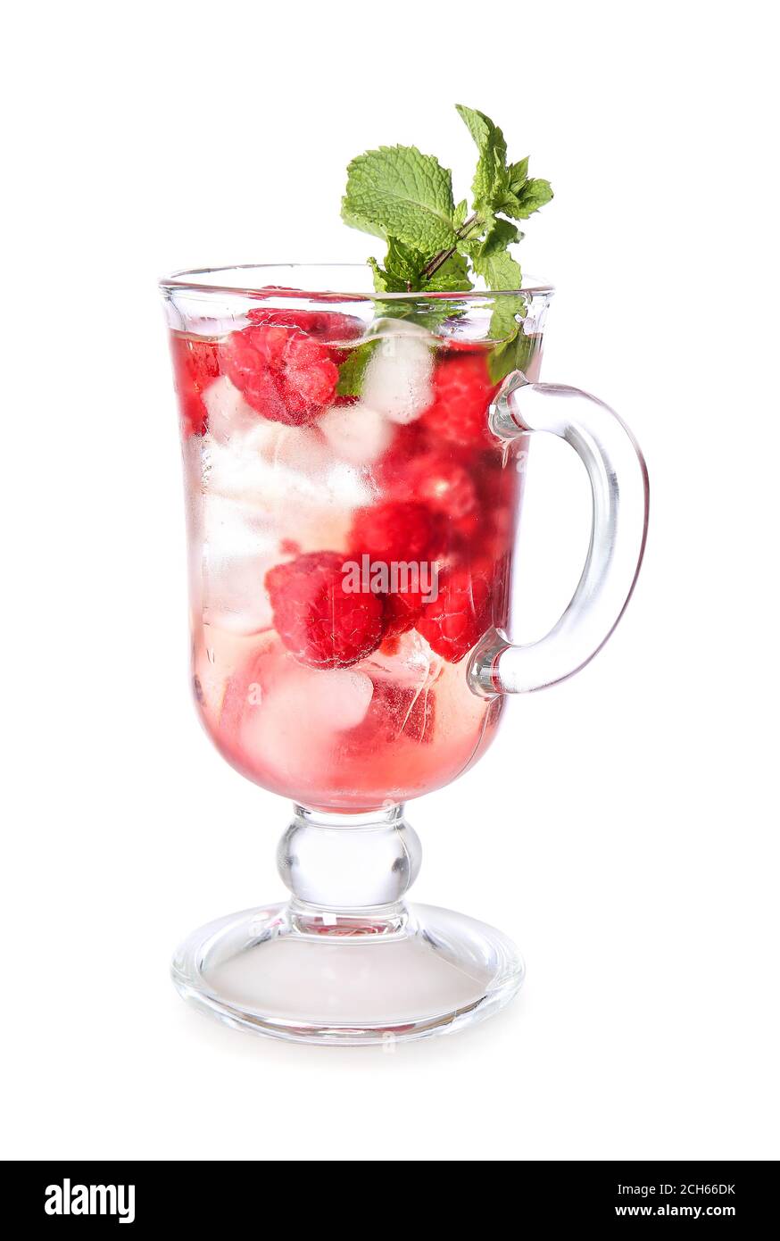 Cup of cold raspberry tea on white background Stock Photo - Alamy