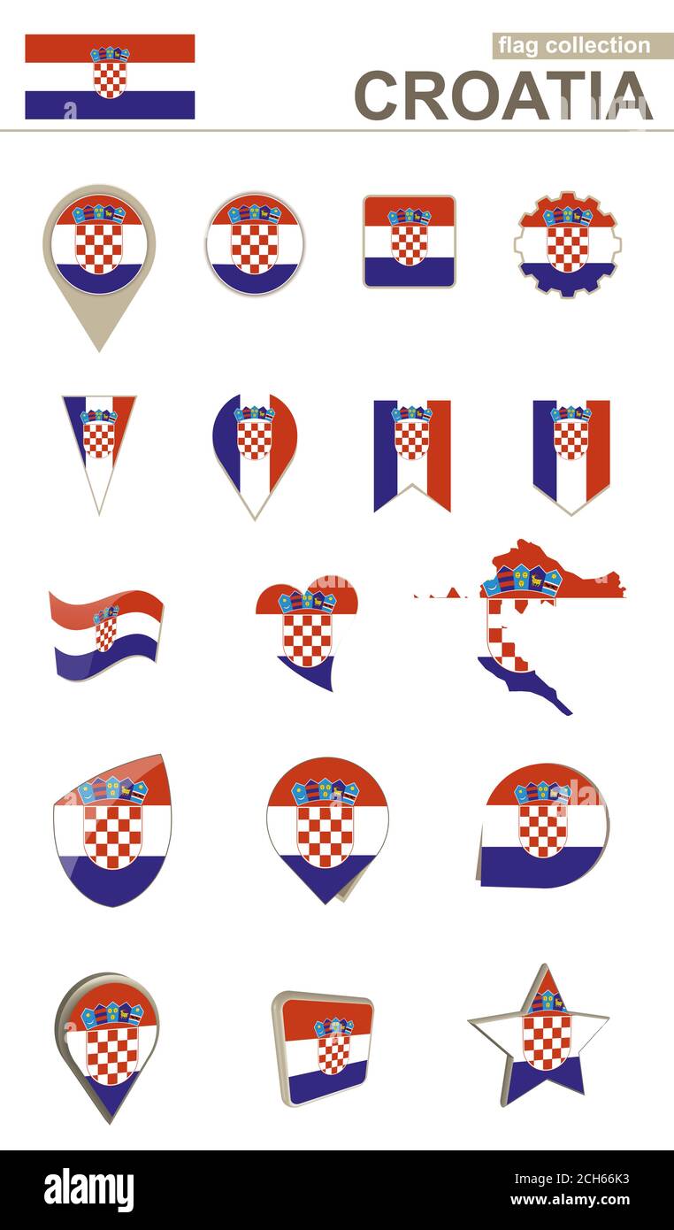 Croatia Flag Collection. Big set for design. Vector Illustration Stock ...