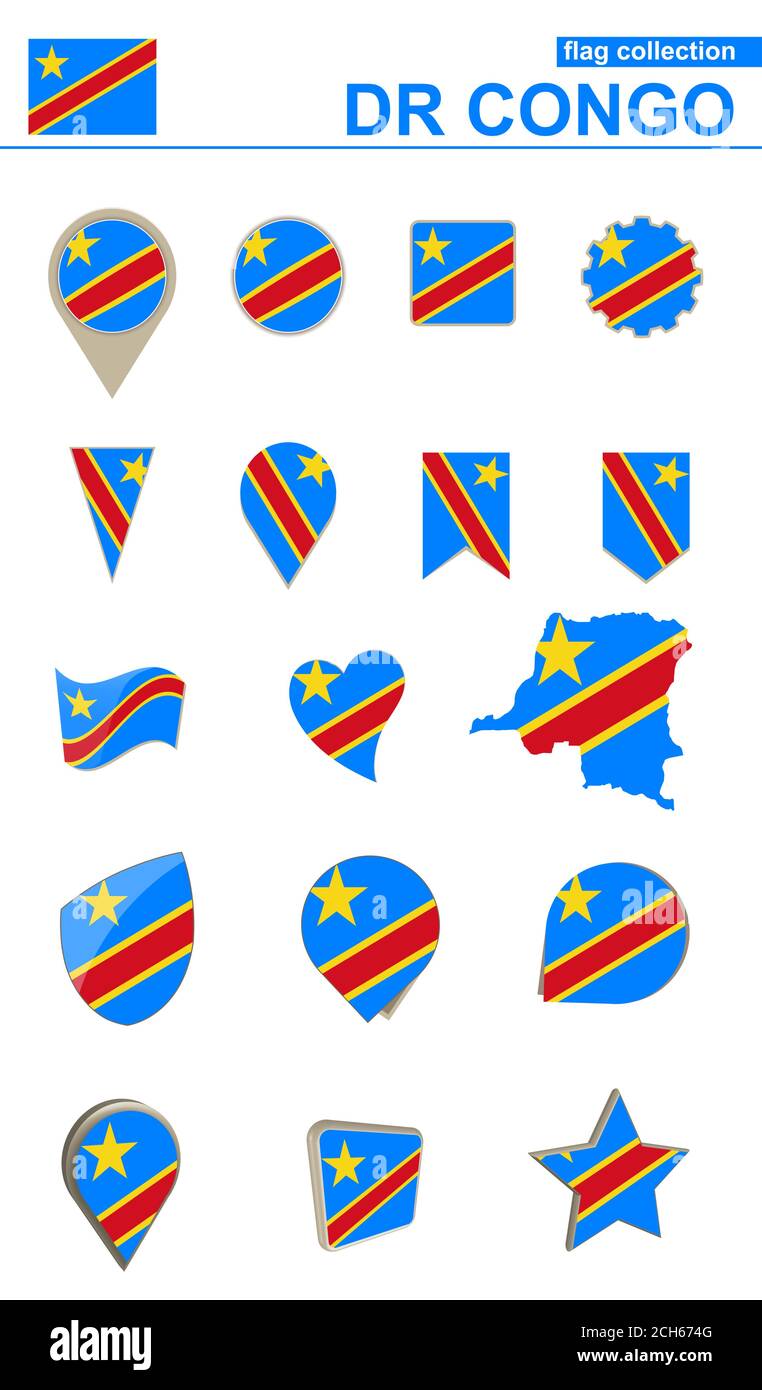 Democratic Republic of the Congo Flag Collection. Big set for design ...
