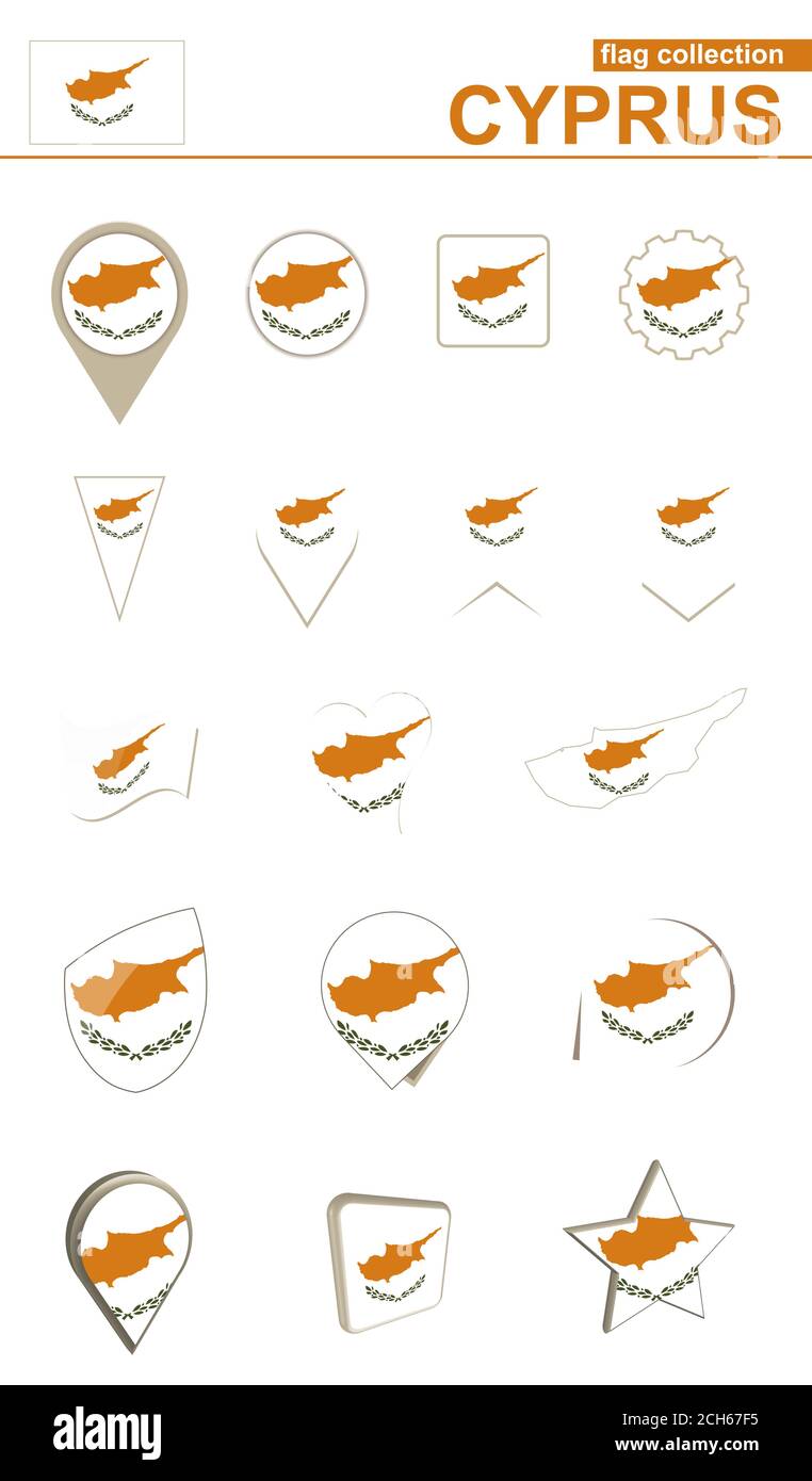 Cyprus Flag Collection. Big set for design. Vector Illustration Stock ...