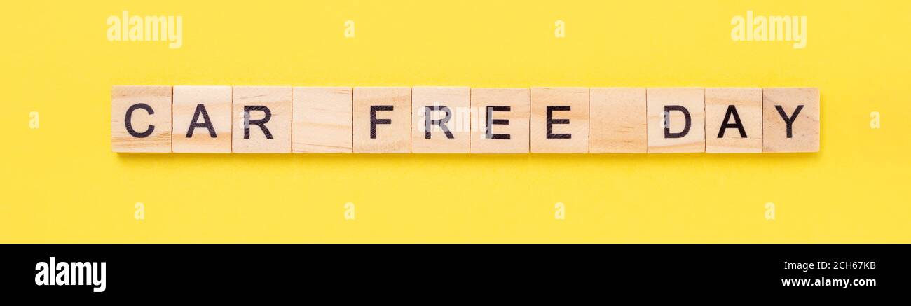 Text Car Free Day on yellow background. Concept of world car free day ... Text Car Free Day on yellow background. Concept of world car free day ...
