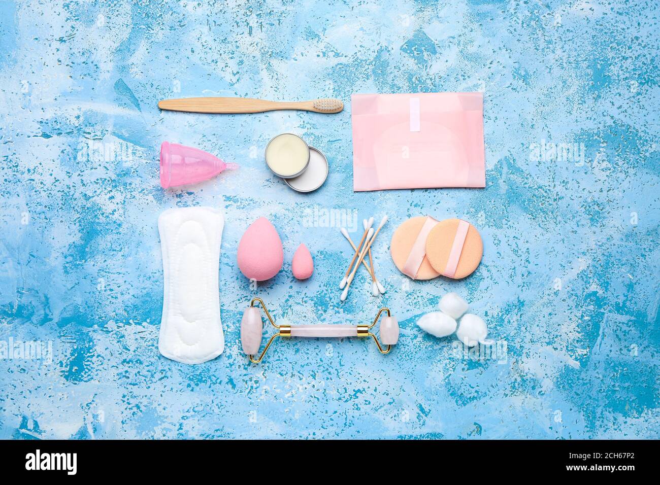 Personal hygiene products on color background. Ecology concept Stock ...