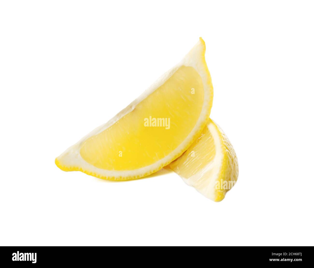 Pieces of ripe lemon on white background Stock Photo - Alamy
