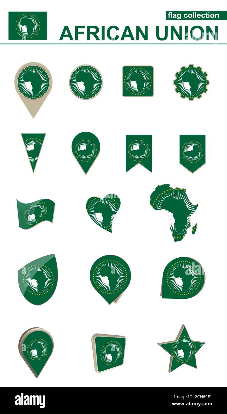 African Union Flag Collection. Big set for design. Vector Illustration ...