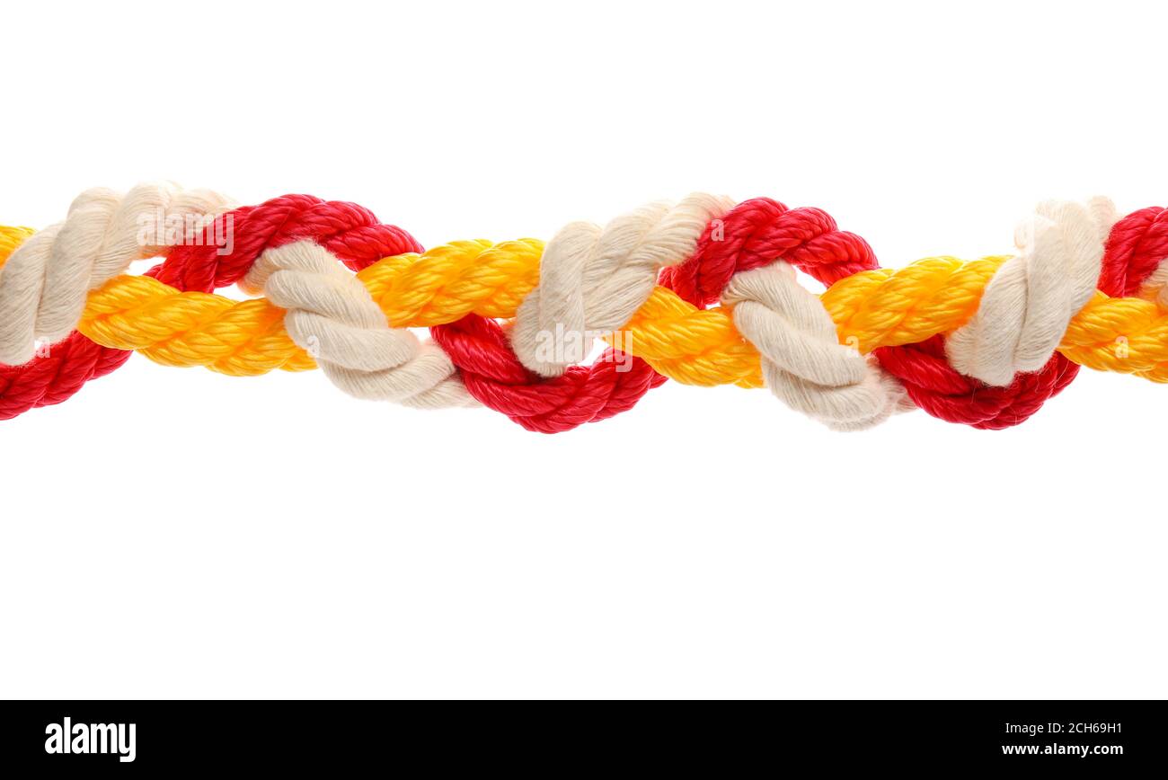 Braided rope on white background Stock Photo - Alamy