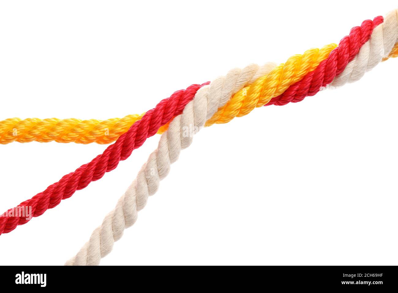 Twisted ropes on white background Stock Photo - Alamy
