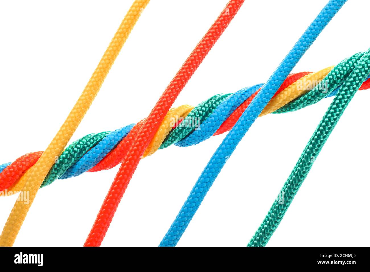 Twisted ropes on white background Stock Photo - Alamy