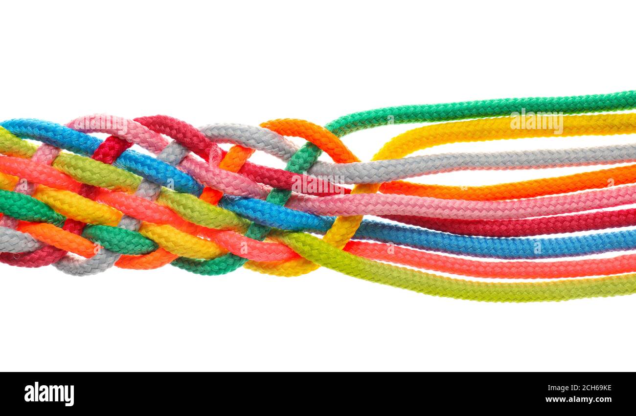 Braided rope on white background Stock Photo - Alamy