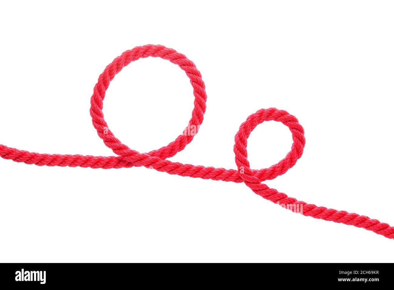 Long rope on white background Stock Photo - Alamy