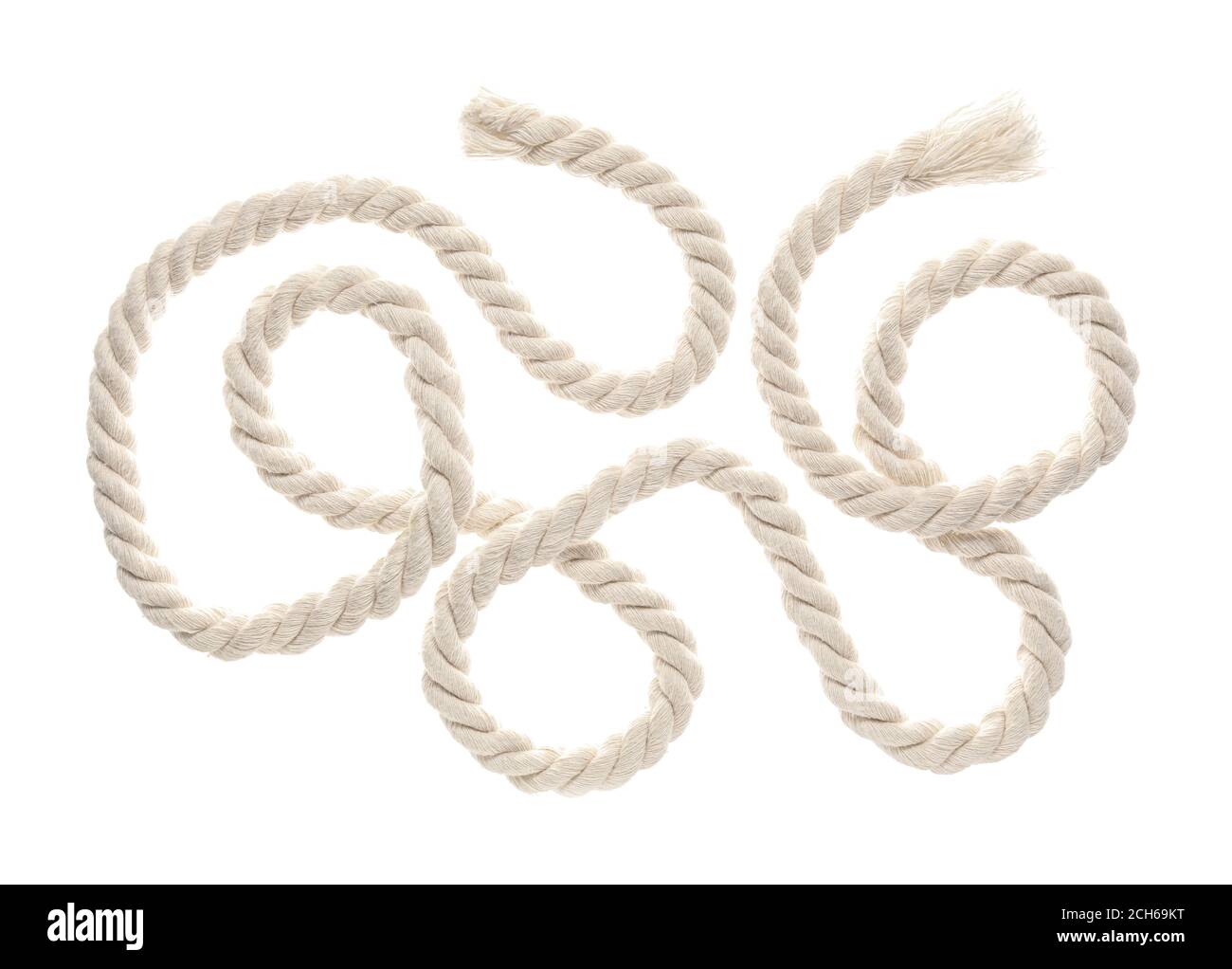 Long rope on white background Stock Photo - Alamy