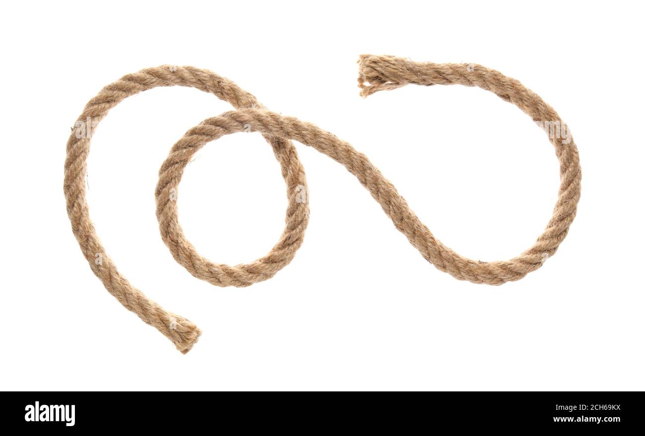 Long rope on white background Stock Photo - Alamy