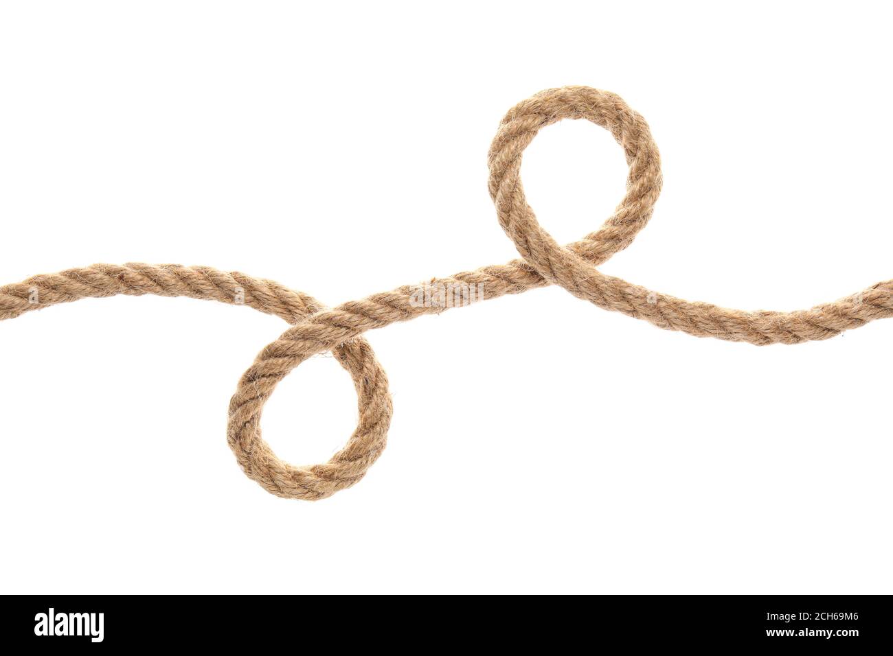 Long rope on white background Stock Photo - Alamy