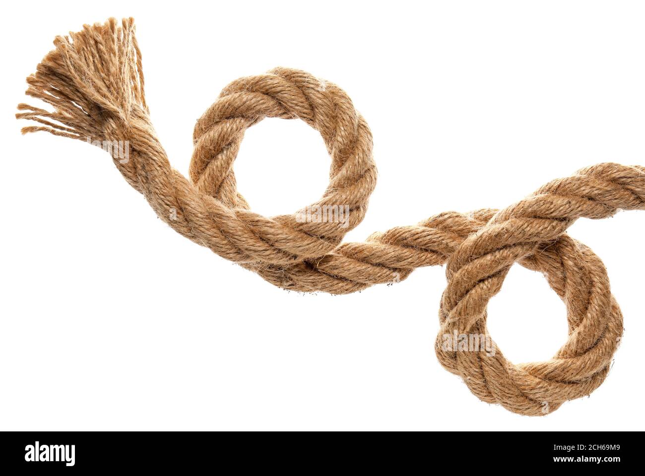 Long rope on white background Stock Photo - Alamy
