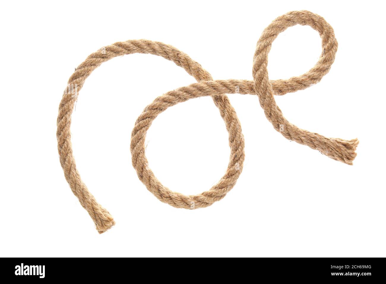 Long rope on white background Stock Photo - Alamy