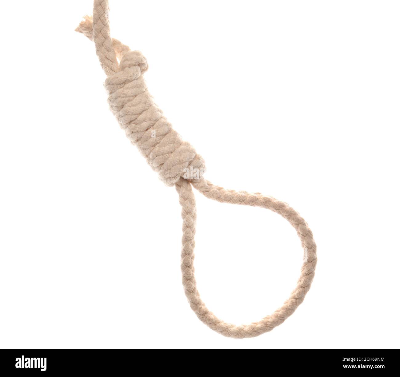 Rope with loop on white background Stock Photo - Alamy