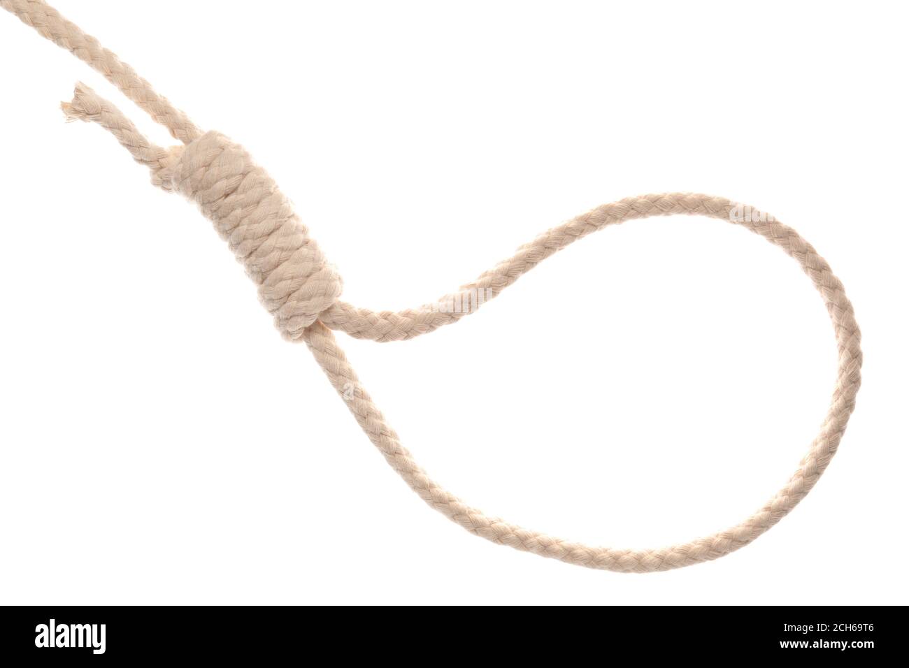 Rope with loop on white background Stock Photo - Alamy