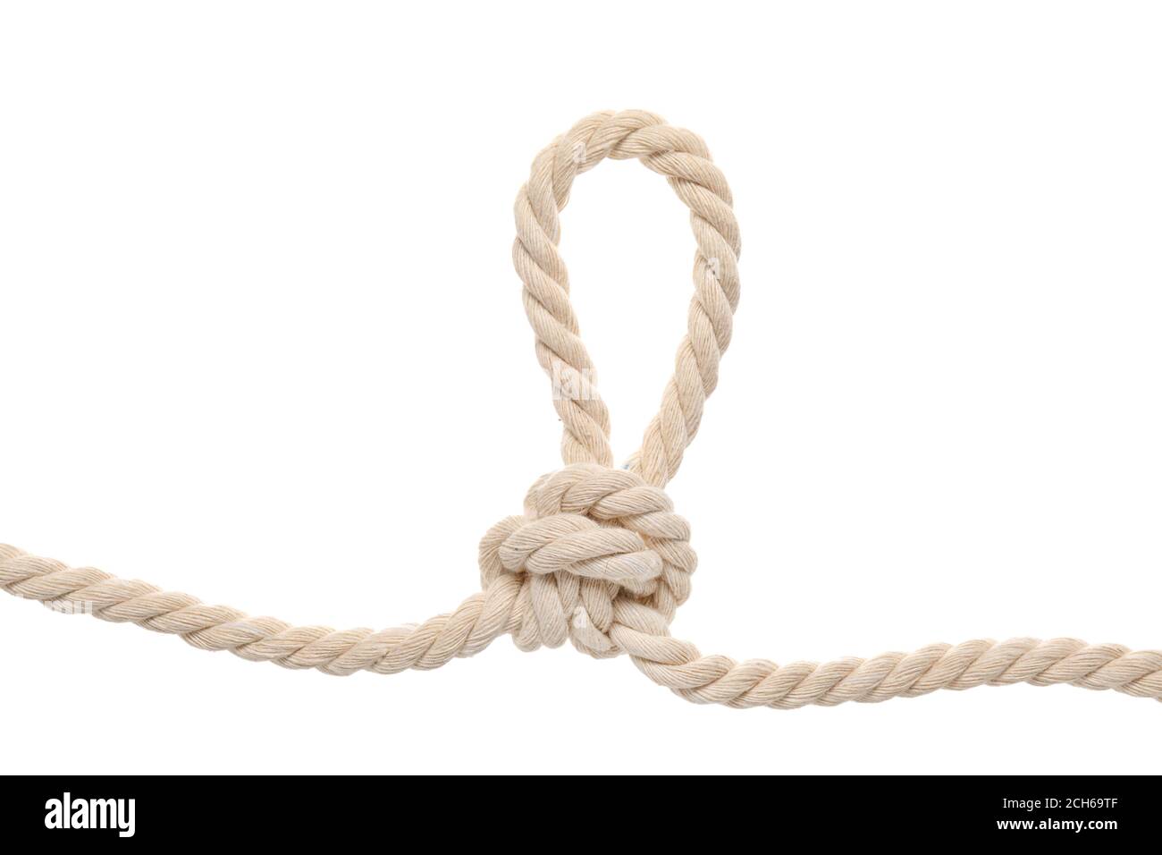 Rope with loop on white background Stock Photo - Alamy